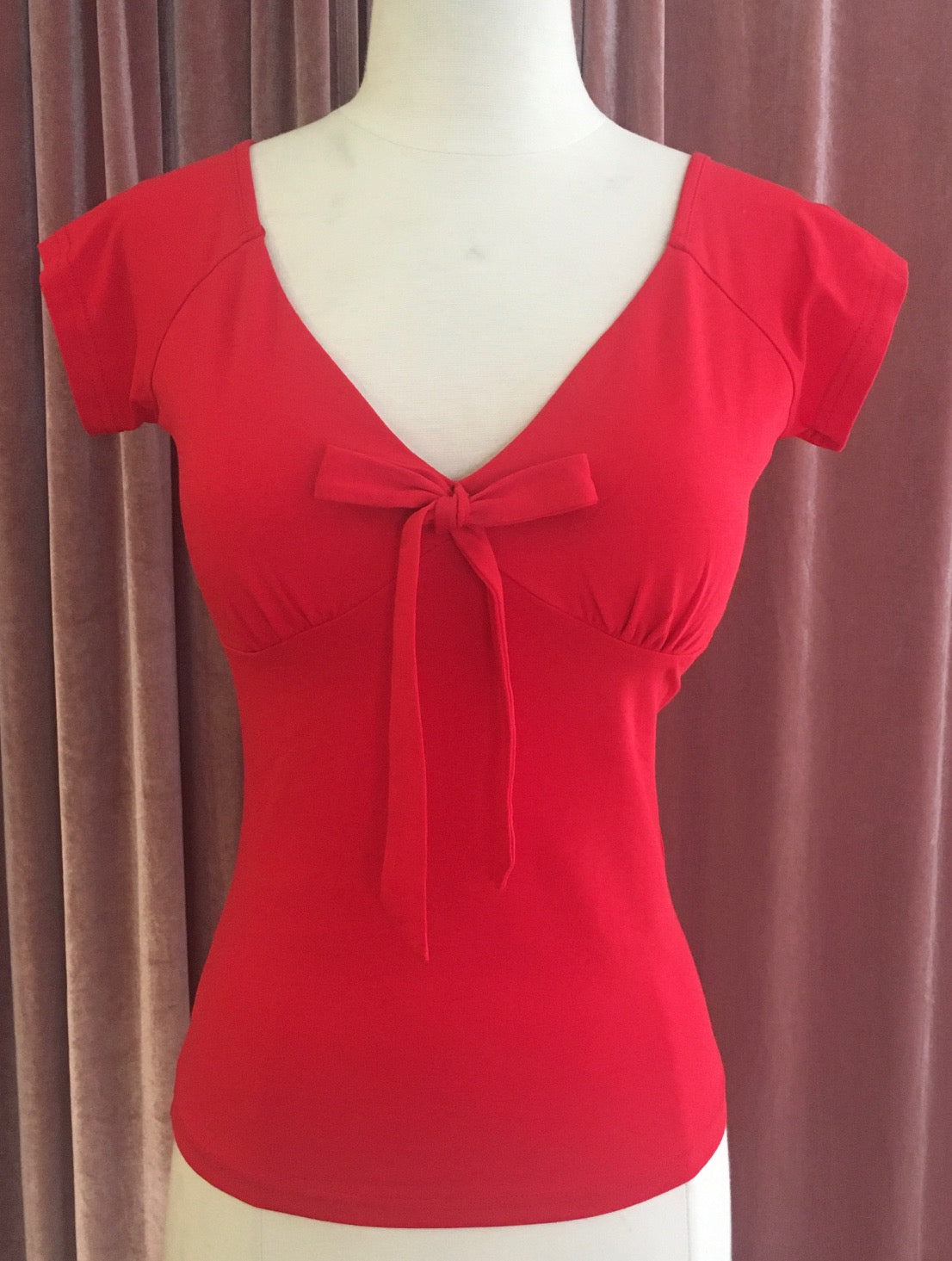 Red Miss Vintage Bow Tie Top | Double Trouble Apparel